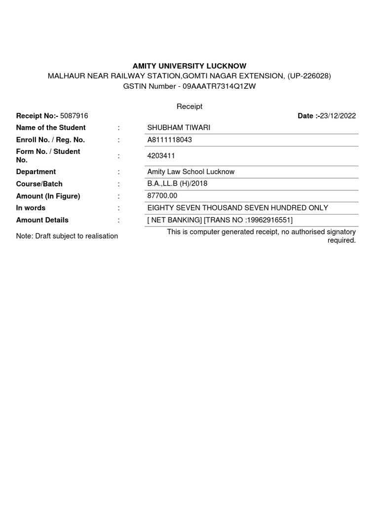 Malhaur Near Railway Station, Gomti Nagar Extension, (Up-226028) GSTIN ...