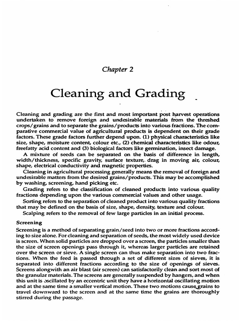 Cleaning and Grading - Sahay and Singh | PDF