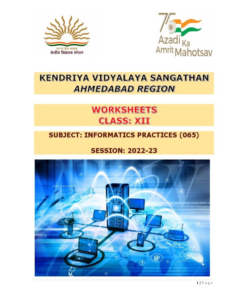 Final Copy of Class Xii Ip 2022-23-Worksheets-Amd | PDF | Array Data ...