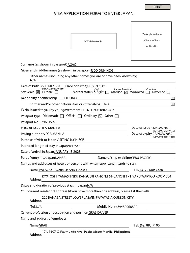 Rico Agao Visa Application | PDF | Travel Visa | Passport