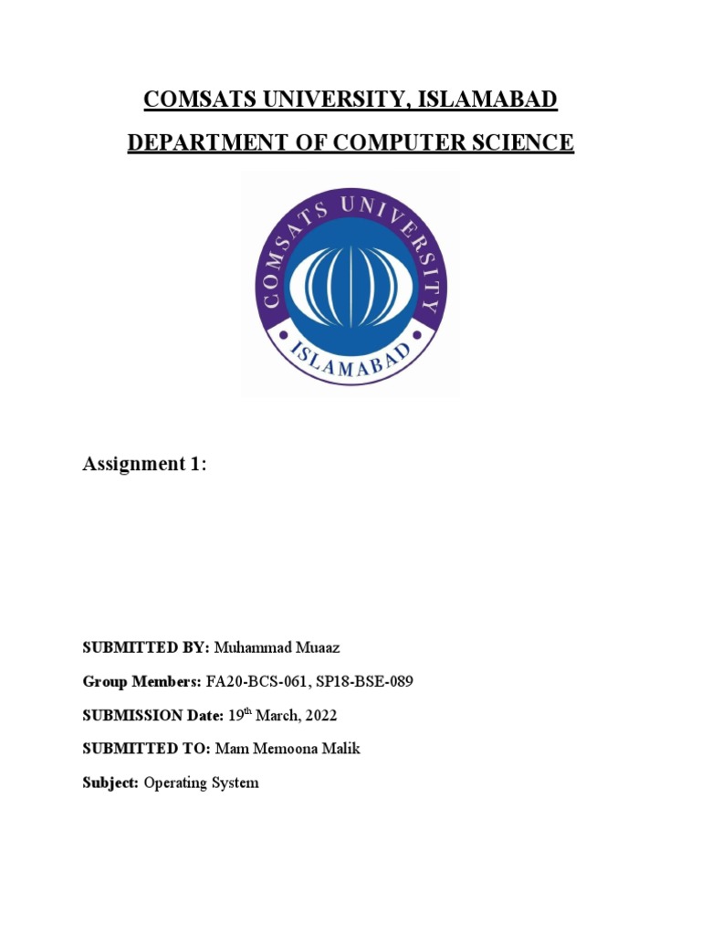 OS ASS 1 (Solved) | PDF | Client–Server Model | Operating System