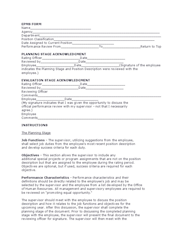 EPMS Sample Form | PDF | Performance Appraisal | Evaluation