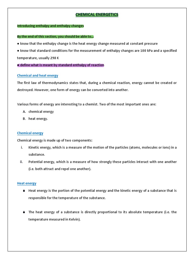 Chemical Energetics | PDF | Enthalpy | Combustion