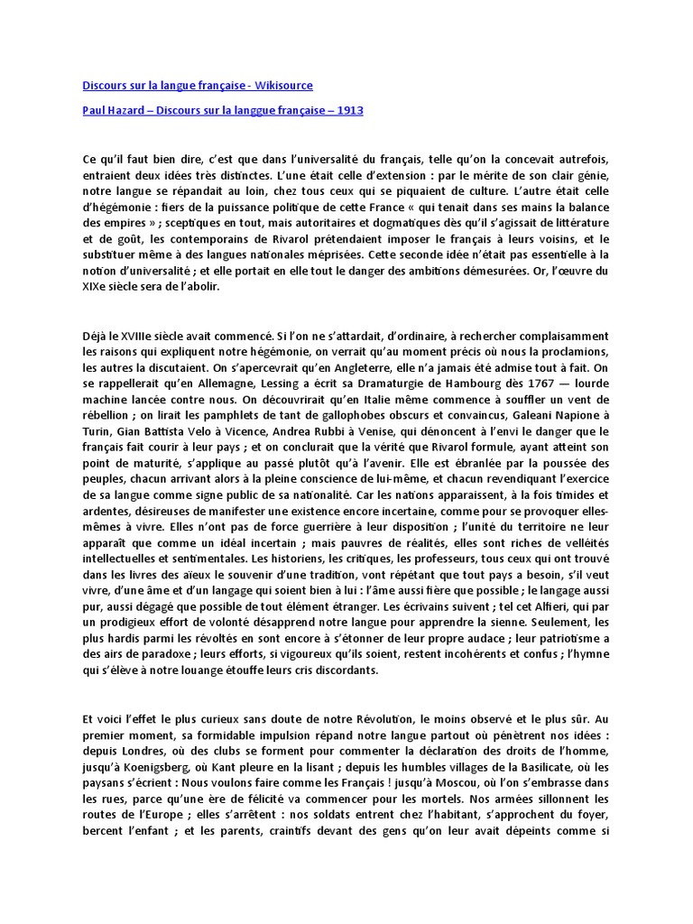L'Universalité du Français en Débat | PDF | Langue française | France