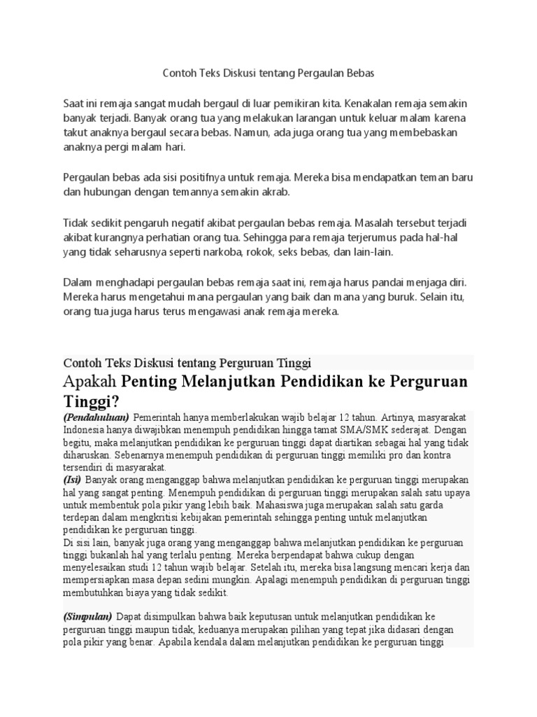 Contoh Teks Diskusi | PDF