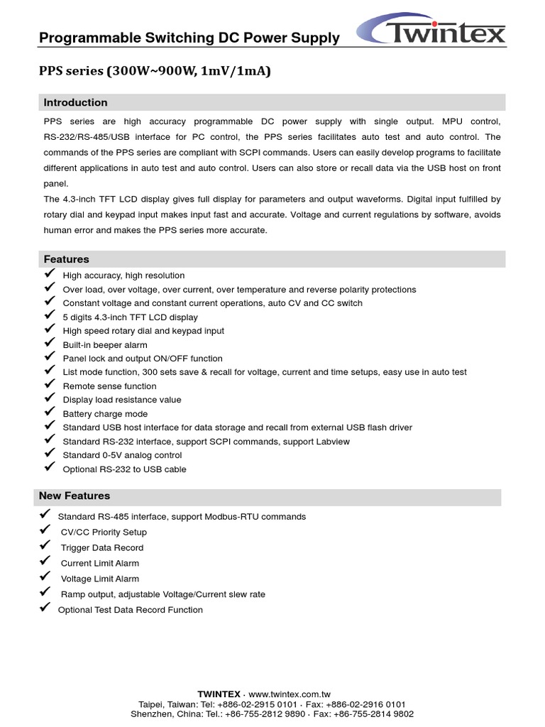 Twintex Datasheet DC Power Supply PPS 202111rev | PDF | Power Supply ...