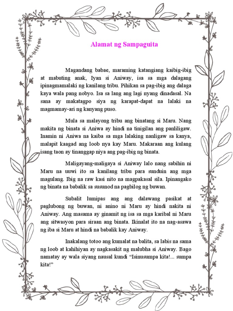 Alamat NG Sampaguita | PDF