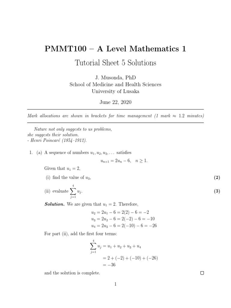 PMMT100 FT 16 2020 1 | PDF | Elementary Mathematics | Algebra