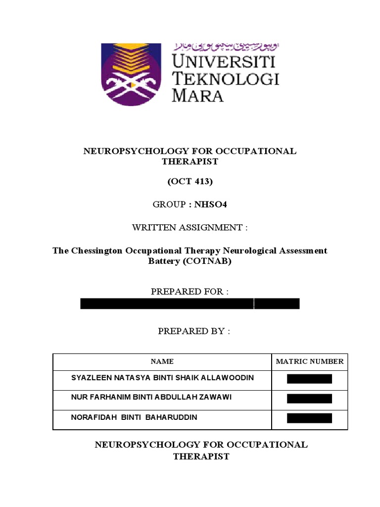 COTNAB | PDF | Synaptic Plasticity | Occupational Therapy