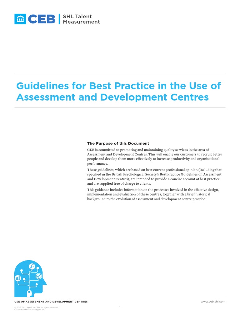 Guidelines For Best Practice in The Use of Assessment and Development ...