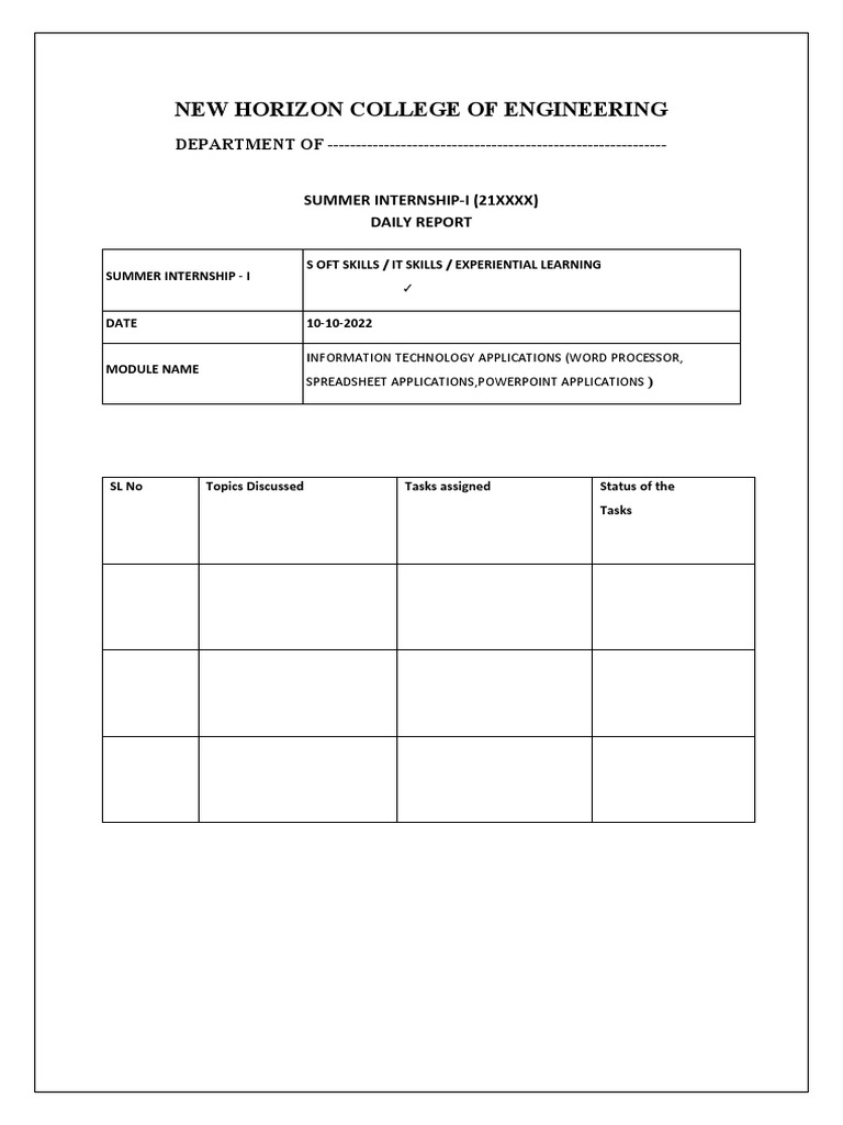 New Horizon College of Engineering Assessment | PDF | Technology & Engineering