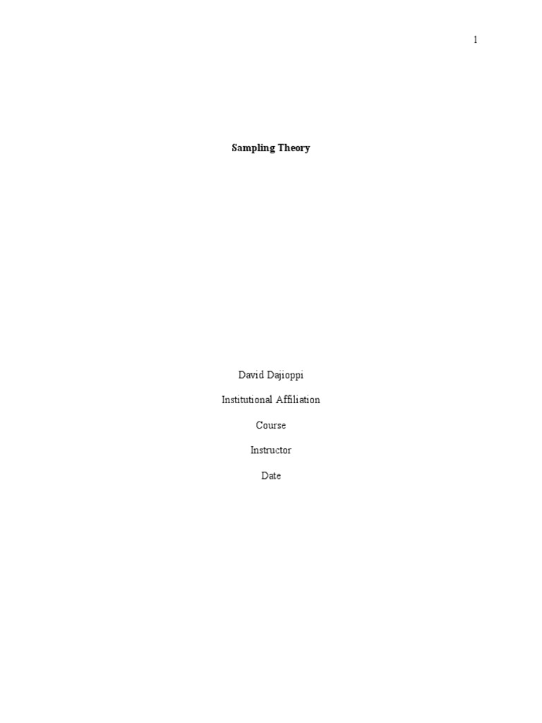 Sampling Theory Pdf Sampling Statistics Science