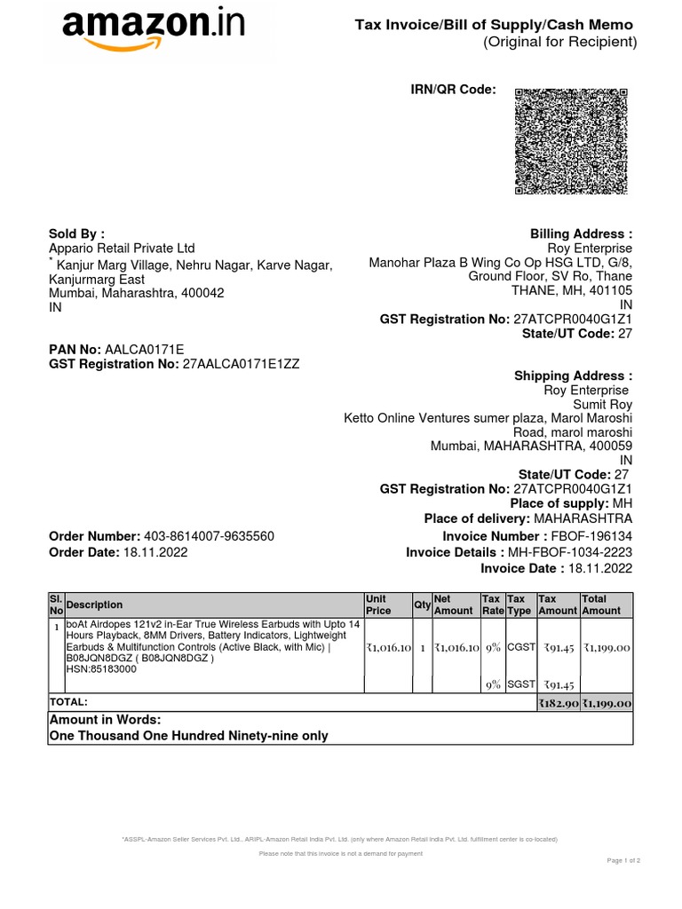 Amazon Invoice | PDF | Invoice | Market (Economics)