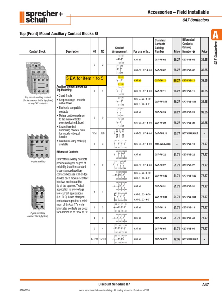 CA7 Contactor Auxiliary Blocks Guide | PDF | Electrical Engineering ...