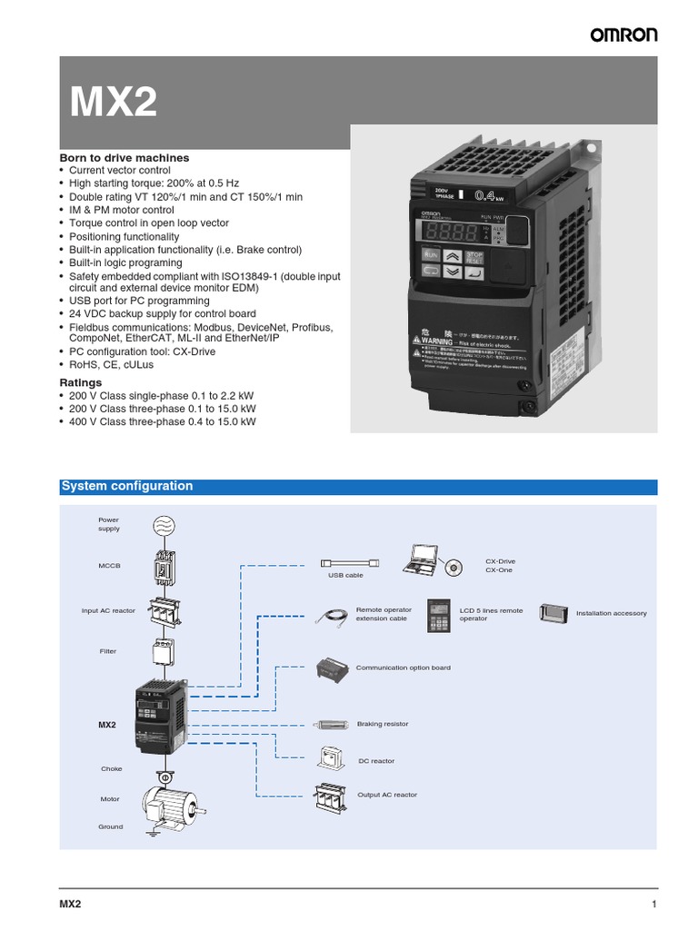 I113e Mx2-Series Variable Frequency Drives Datasheet en | PDF ...