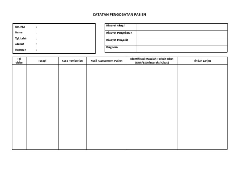 Form Catatan Pengobatan Pasien | PDF