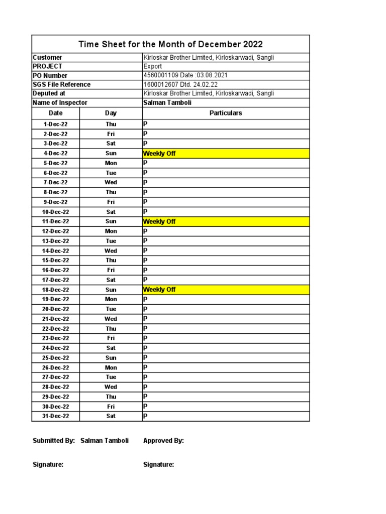 Timesheet-KBL December 2022-Salman | PDF
