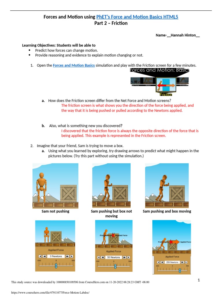 Force Motion Lab | PDF