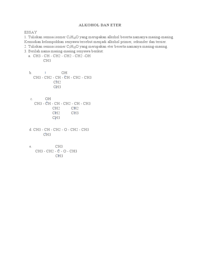 Isomer C5H12O: Alkohol & Eter | PDF