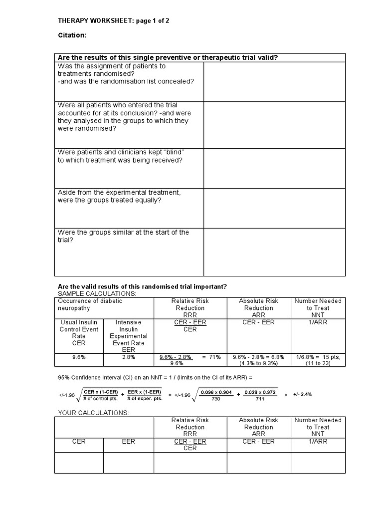 Critical Appraisal Worksheet | PDF | Medicine | Clinical Medicine