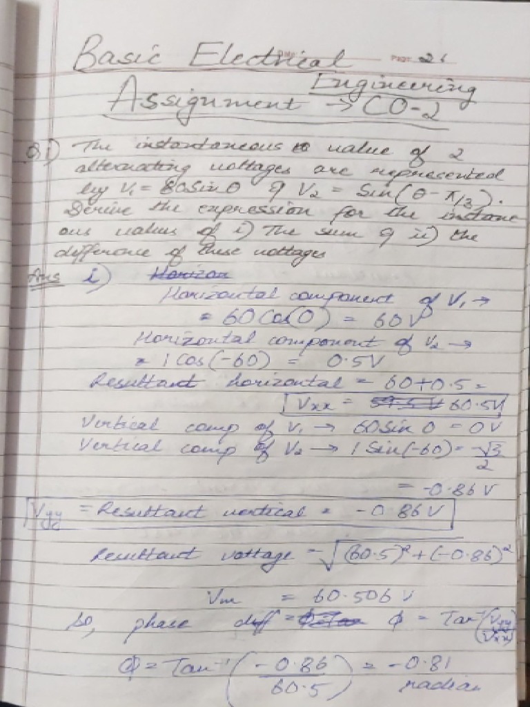 Basic Electrical Engineering Co 2 Assignment Pdf 6969