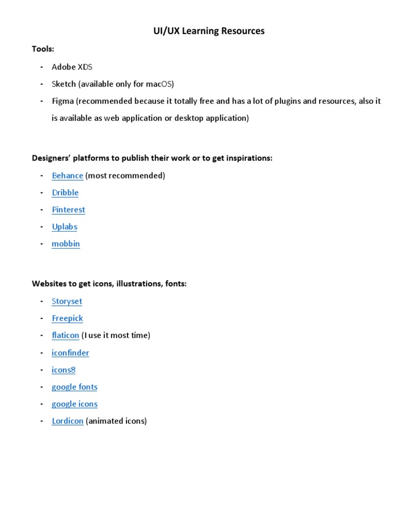 UI UX Resources | PDF