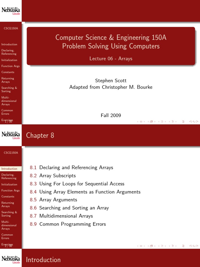 Lecture06 Arrays Pdf Array Data Structure Parameter Computer Programming