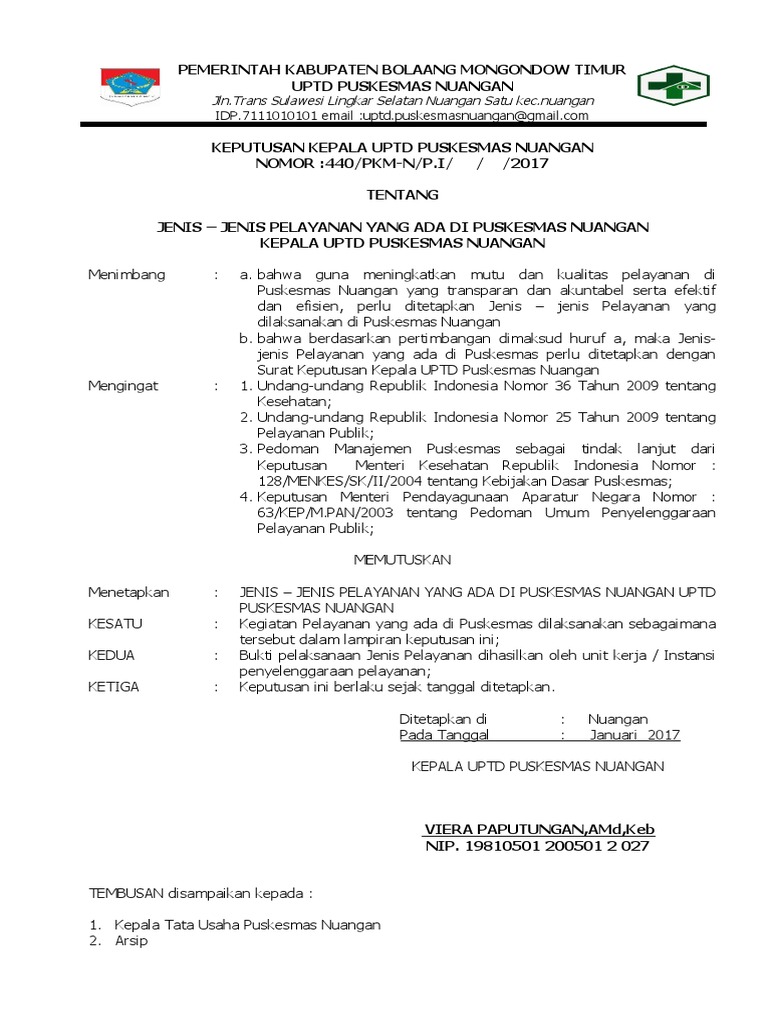 SK Jenis-Jenis Pelayanan | PDF