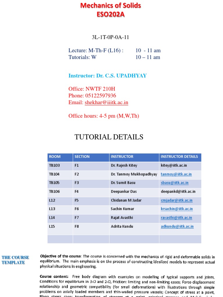 ESO202A Handout 1 | PDF | Stress (Mechanics) | Physics