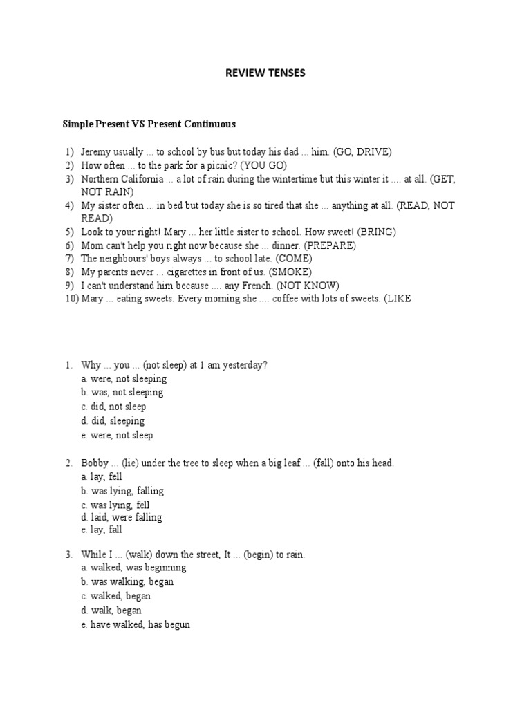 Review Tenses | PDF