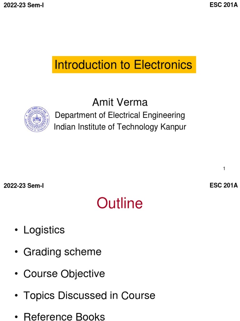 Introduction To Electronics: Amit Verma | PDF | Electronic Circuits | Digital To Analog Converter