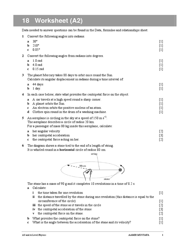 Worksheet 18 | PDF | Speed | Mechanics