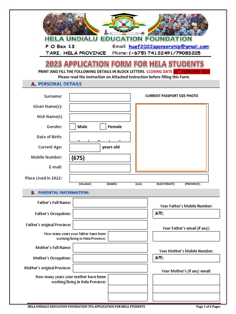 2023 Huef Application Form 2 | PDF | Fee