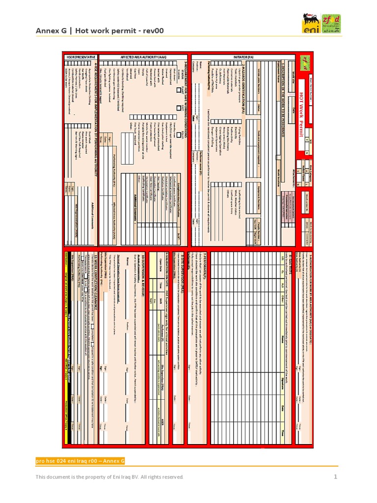 Pro Hse 024 Eni Iraq r00 - Working in Confined Space - Annex G | PDF