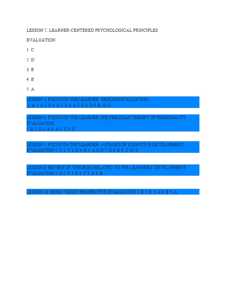 Learner-Centered Evaluations | PDF