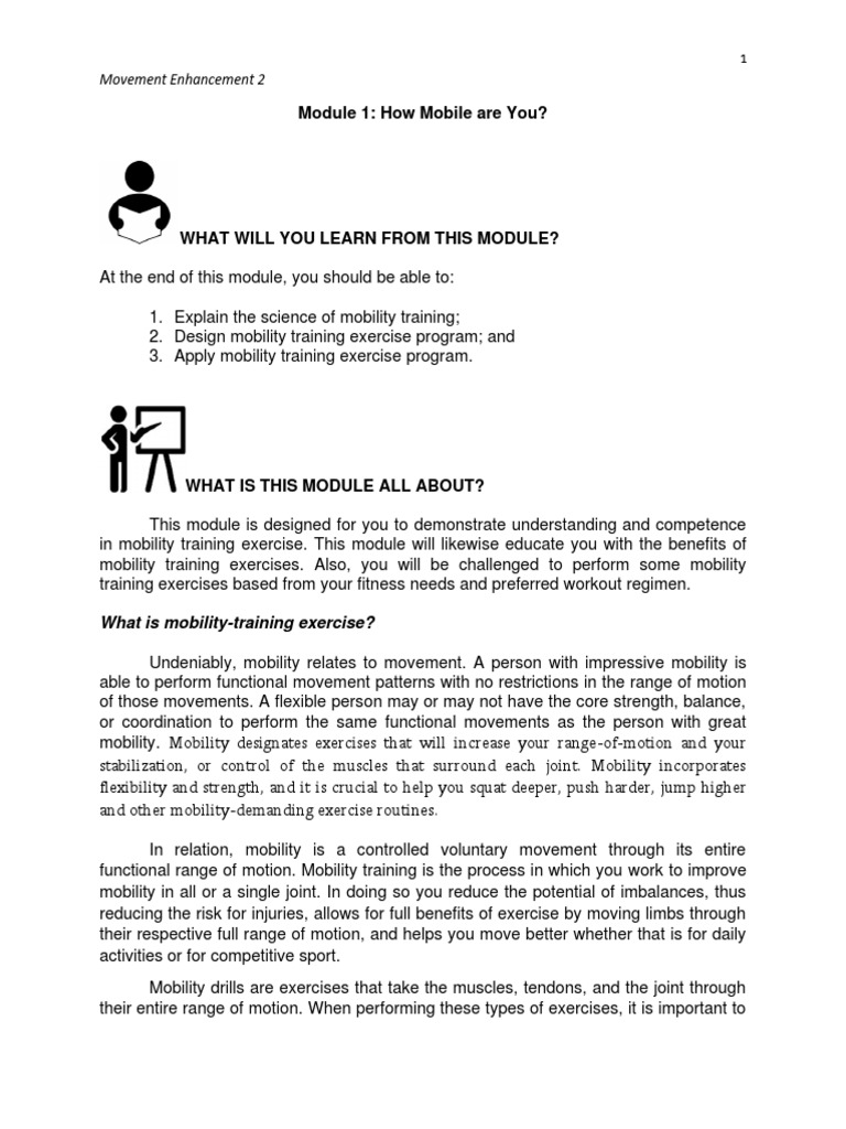 Mobility Training Module Gets You Moving | PDF | Flexibility (Anatomy ...