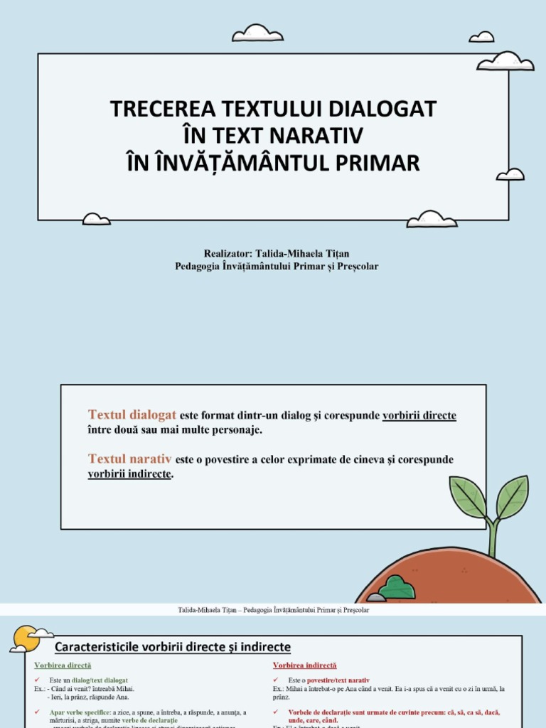 Trecerea Textului Dialogat in Text Narativ in Invatamantul Primar | PDF