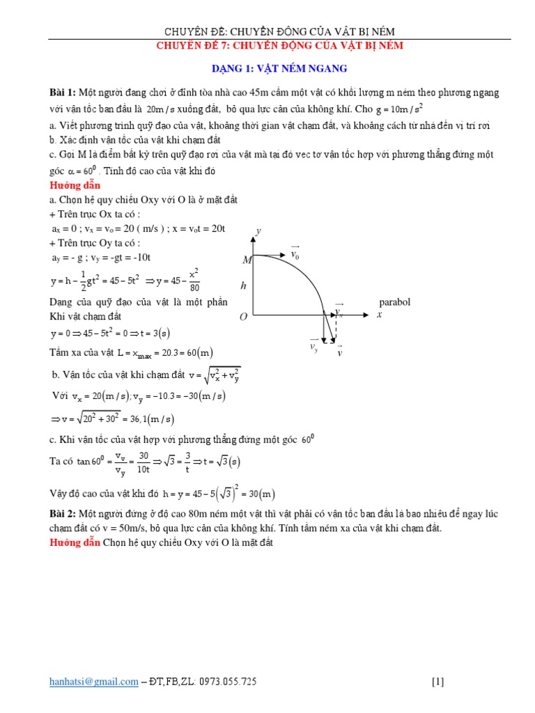 CD7 - Chuyen Dong Cua Vat Bi Nem - D1 - Nem Ngang | PDF