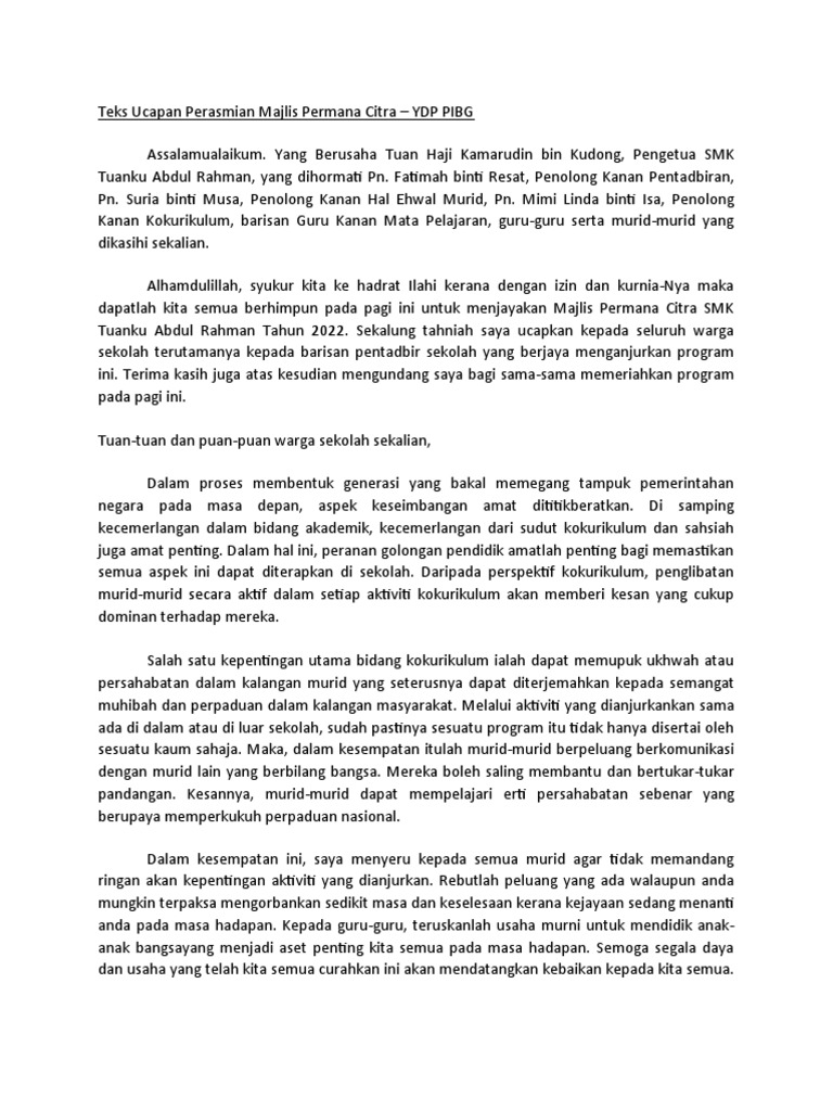 Perasmian Majlis Anugerah Permana Citra | PDF
