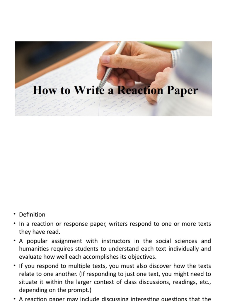 How To Write Reaction Paper Pdf Information Thought