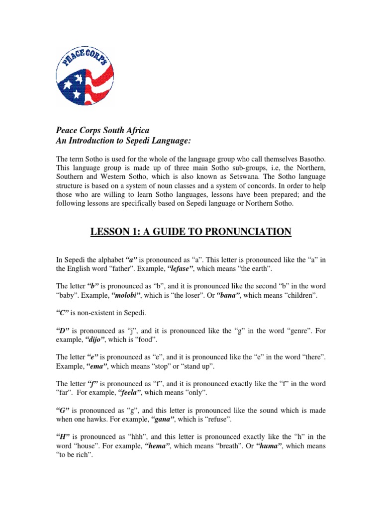 ZA Sepedi Language Lessons | PDF | Linguistics