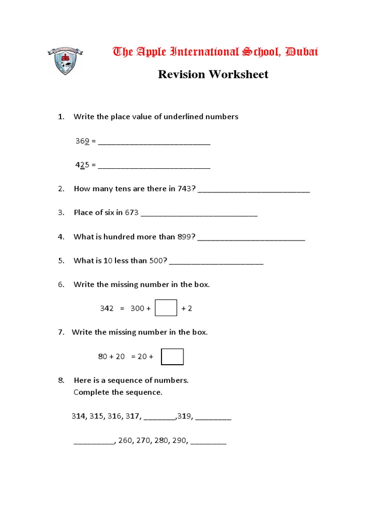 MA1 Revision Worksheet | PDF | Mathematics