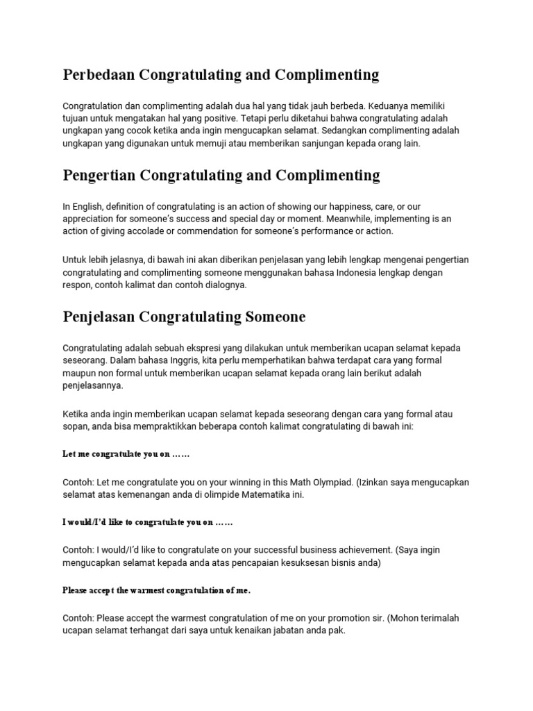 Congratulating and Complimenting | PDF