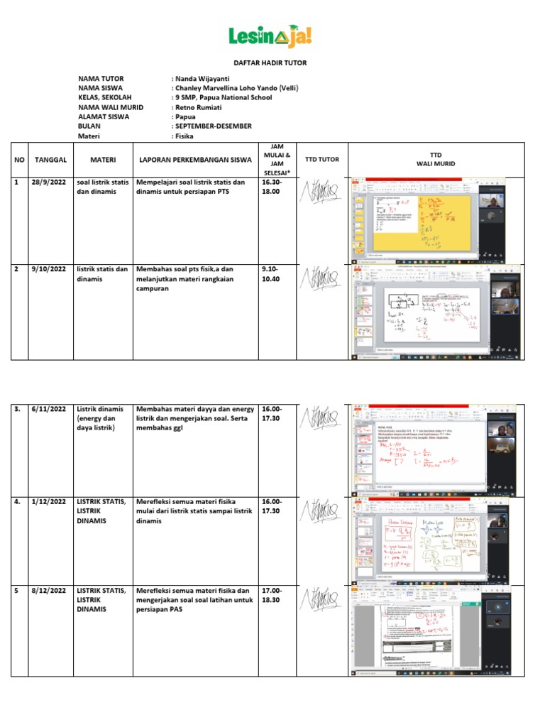 Absensi Belajar Tutor Nanda Wijayanti - Velli - SEP DES - Nanda Wijayanti27 | PDF