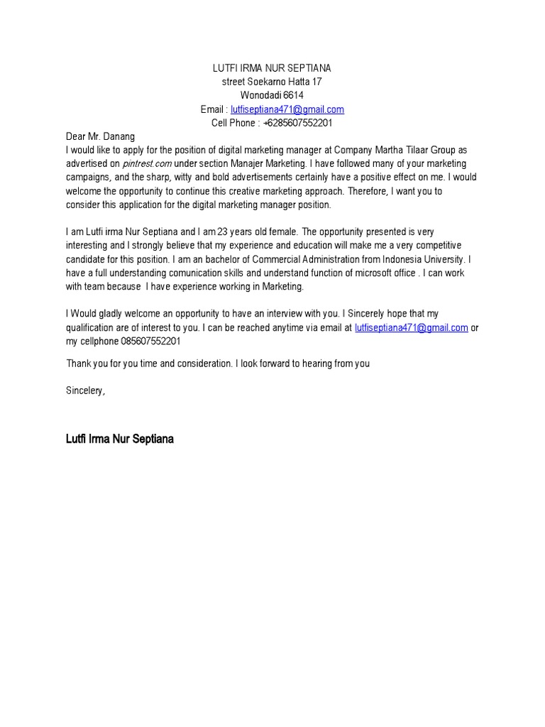 Lutfi Irma Nur Septiana Inggris Cv. | PDF