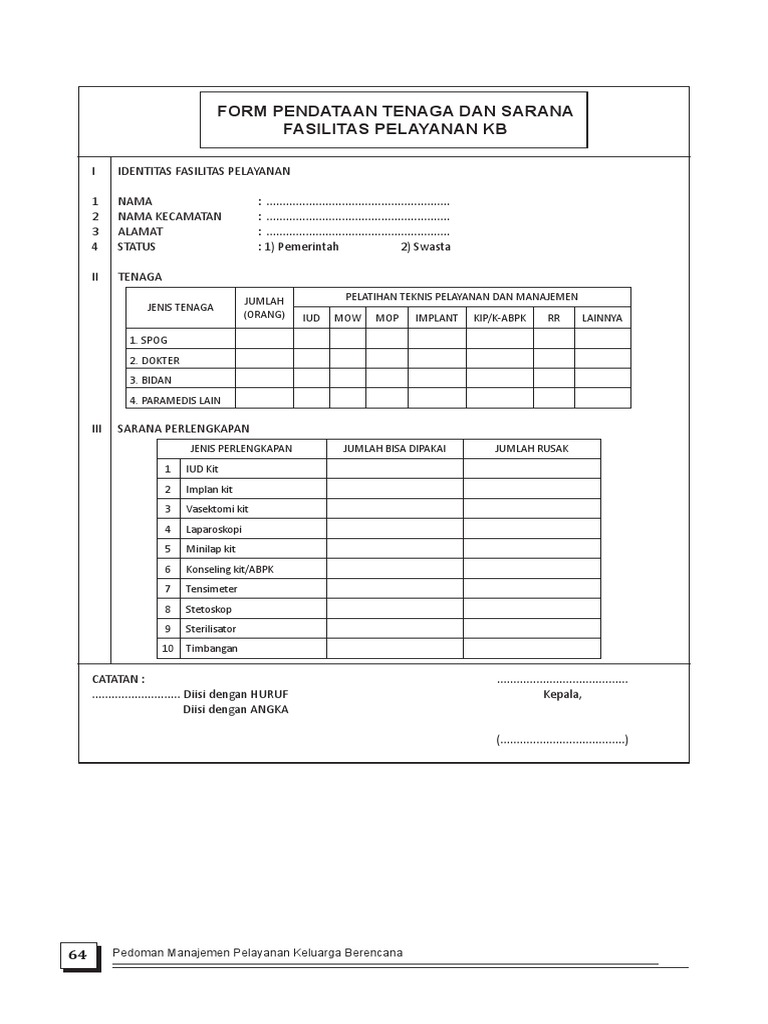 Form Pelayanan KB | PDF