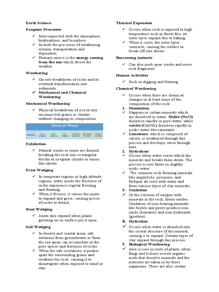 Exogenic Processes | PDF | Weathering | Sedimentary Rock