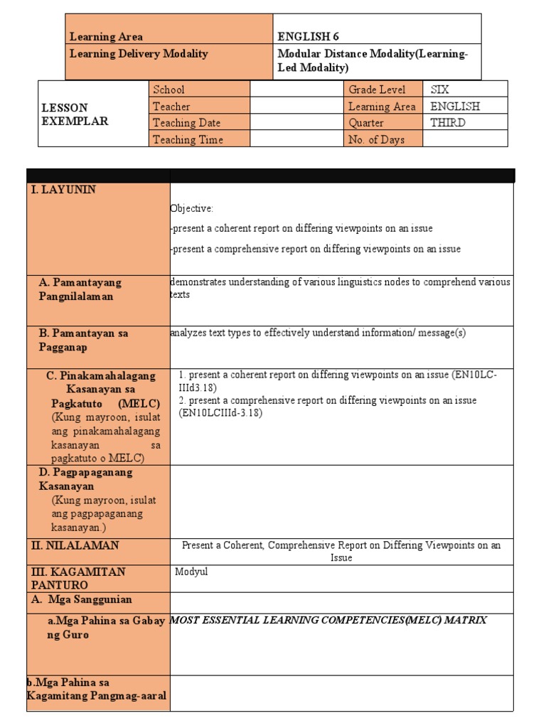 Cot English 6 Cot | PDF | Question | Reason