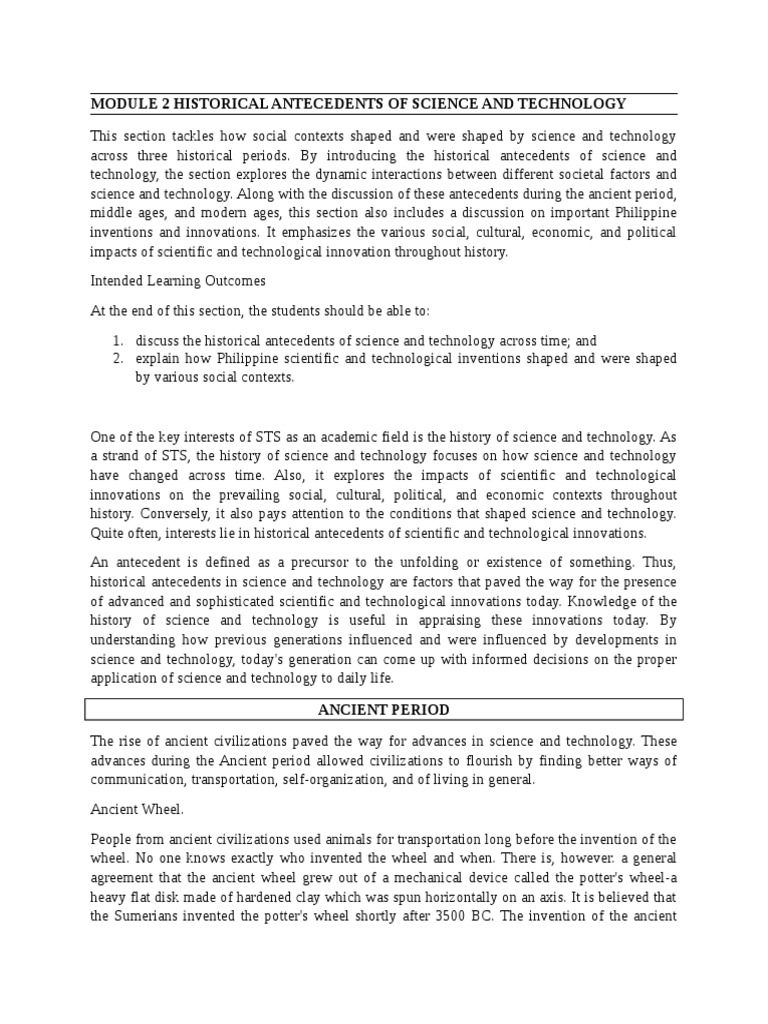 Module 2 Historical Antecedents of Science and Technology | PDF ...