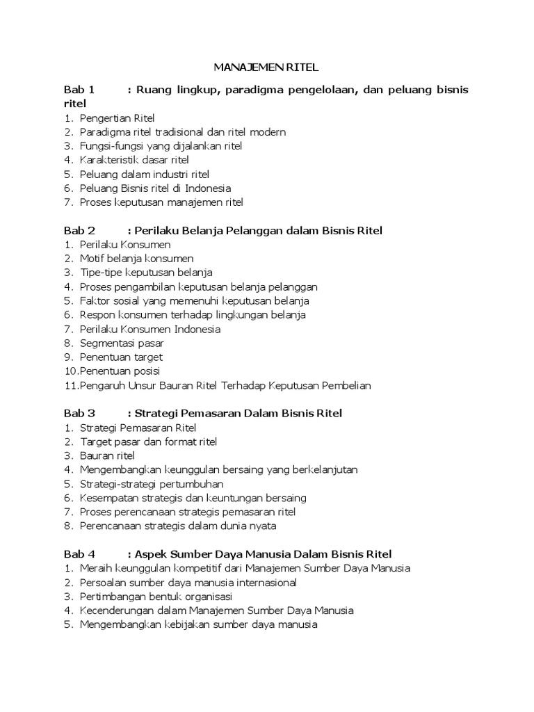PENGANTAR MATAKUL MANAJEMEN RITEL Indra | PDF